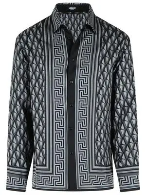 Versace Printed Silk Twill Shirt - Grey