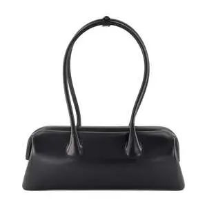 OSOI Boat Wide Leather Shoulder Bag - Black