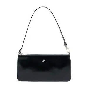 COURREGES Leather Shoulder Bag - Black