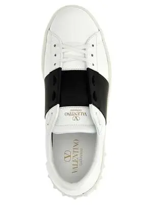 Valentino Garavani Leather 'open' Sneakers - White/black