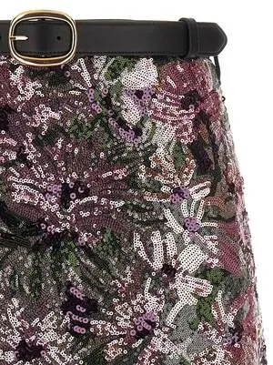 SELF-PORTRAIT Floral Sequin Mini Skirt