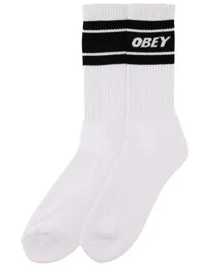 Obey Logo Crew Socks - White