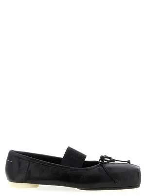 MAISON MARGIELA Crinkle Effect Leather Ballet Flats - Black