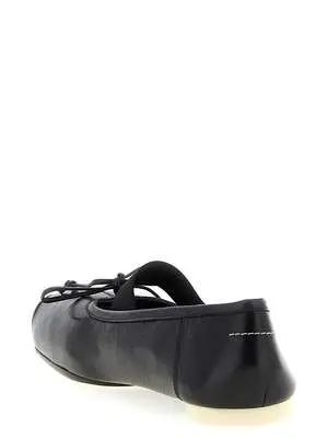 MAISON MARGIELA Crinkle Effect Leather Ballet Flats - Black