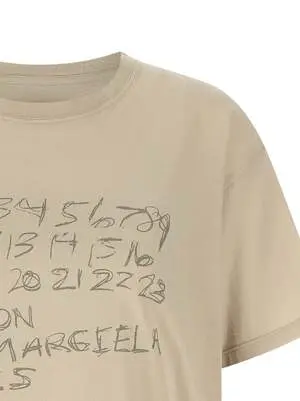 MAISON MARGIELA Printed Cotton T-shirt - Beige