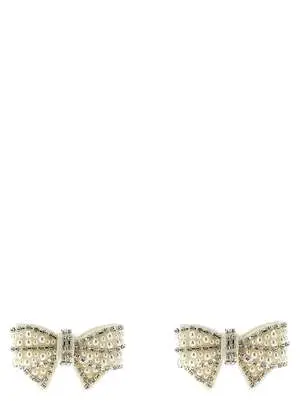 SELF-PORTRAIT Pearl Bow Earrings - White