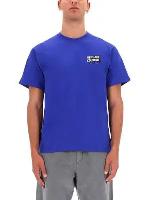 Versace Small Square Logo T Shirt - Blue