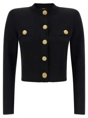 Balmain Cropped Viscose Knit Cardigan