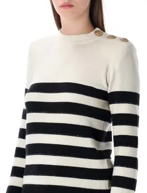 Balmain Striped Wool-cashmere Jumper