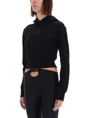 Versace Cropped Sweatshirt With Logo Patch - Black