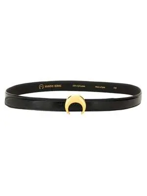 MARINE SERRE Leather Belt With Buckle - Black