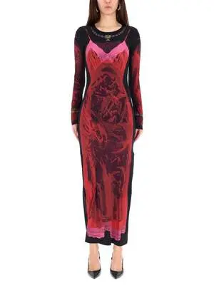 MARINE SERRE Wet Nuisette' Midi Dress - Red