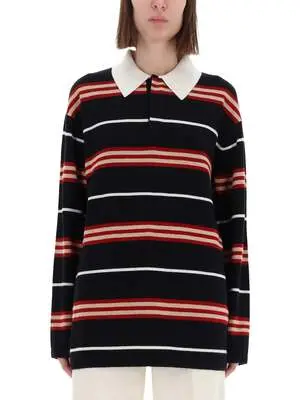 Guest In Residence Striped Cashmere Rugby Polo Shirt