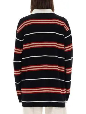 Guest In Residence Striped Cashmere Rugby Polo Shirt