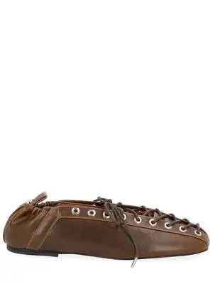 GANNI Lace-up Ballerinas - Brown
