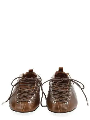 GANNI Lace-up Ballerinas - Brown