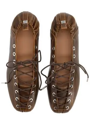 GANNI Lace-up Ballerinas - Brown