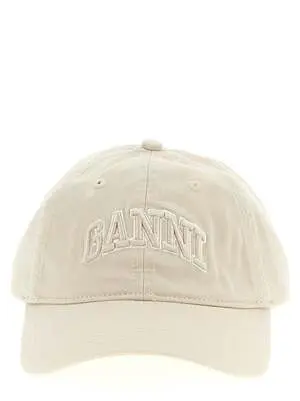 GANNI Embroidery Cap - White