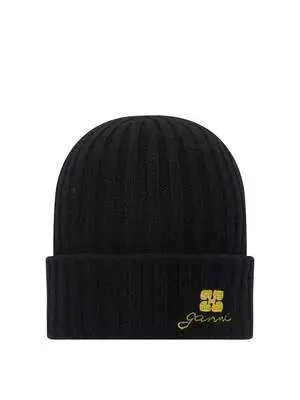 GANNI Wool-blend Beanie - Black