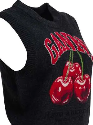 GANNI Logo Wool Vest