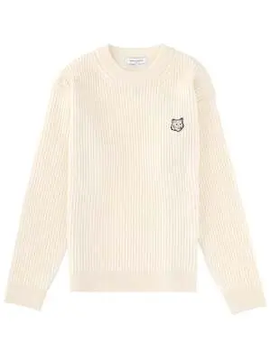 Maison Kitsuné Ribbed Knit Sweater With Fox Patch