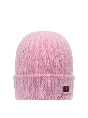 GANNI Wool-blend Beanie - Pink