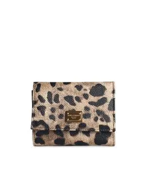 Dolce & Gabbana Dauphine' Leopard Lear Portafolgio - Brown
