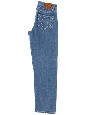 MARINE SERRE Moon Waxed Jeans - Blue