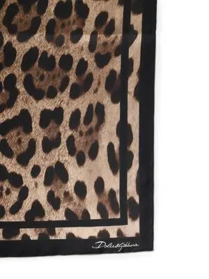 Dolce & Gabbana Leopard Print Silk Scarf - Brown