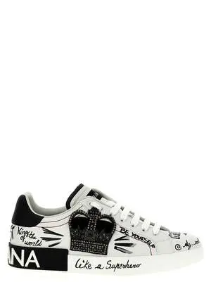 Dolce & Gabbana Portofino Leather Sneakers - White/black