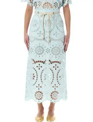 Zimmermann Awaken Embroidered Linen Skirt