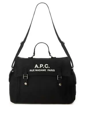 A.p.c. Shoulder Bag With Logo - Black