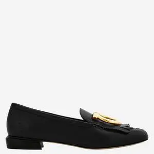 FERRAGAMO Silvy Loafers With Leather Fringe Detail - Black