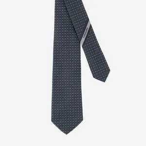 FERRAGAMO Silk Necktie With Geometric Pattern - Verde Scuro