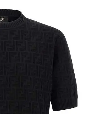 Fendi Ff Short Sleeve Sweater - Black
