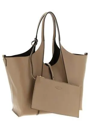 TOD'S T Timeless Hammered Leather Shopping Bag