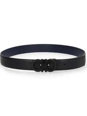 FERRAGAMO Reversible 'hooks' Belt - Black