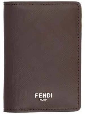 Fendi Card Holder 'squared Ff - Brown