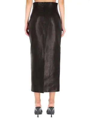 Khaite Leather 'loxley' Skirt - Black