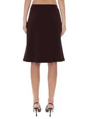 COURREGES Midi Skirt With Logo - Brown