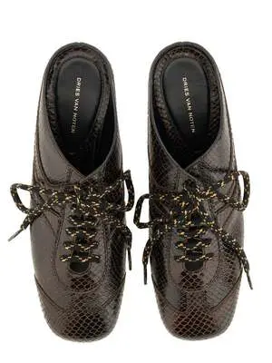 Dries Van Noten Leather Mules - Brown