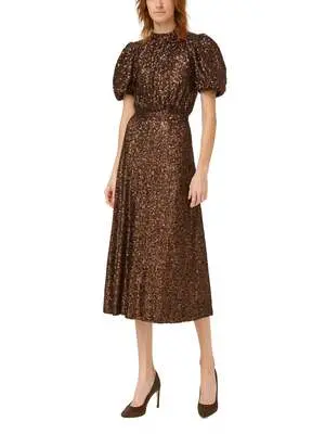 ROTATE BY BIRGER CHRISTENSEN Midi Sequined Dress - Brown