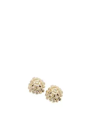 SELF-PORTRAIT Earrings With Flowers And Crystal Details - Gold