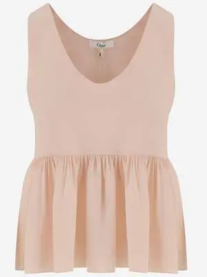 Chloé Silk Crepe Ruffled Top