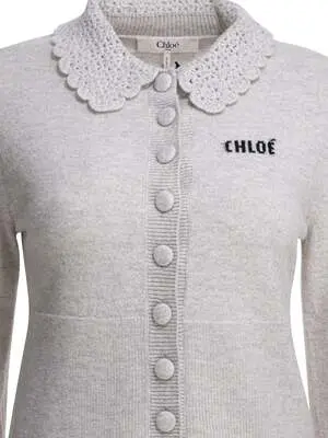 Chloé Wool Cardigan With Embroidered Logo