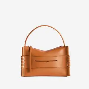 JW Anderson Leather Loafer Bag With Embossed Logo - Marrone