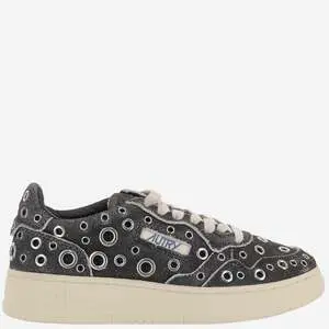 AUTRY Suede Sneakers With Metal Eyelet Decoration - Black