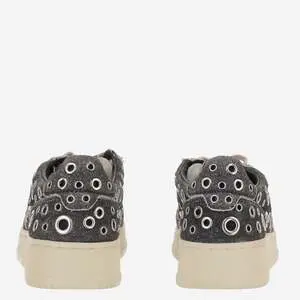 AUTRY Suede Sneakers With Metal Eyelet Decoration - Black