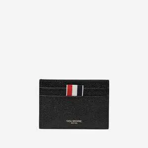 Thom Browne Leather Card Holder With Logo - Black