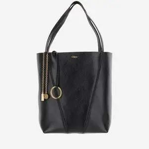Chloé Spin Tote Bag In Leather - Black